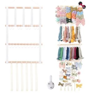 watbeyoz headband hair bows holder organizer for girls，hanging baby headband holder storage organizer wall decor for toddler girls room door,closet,wall (white)