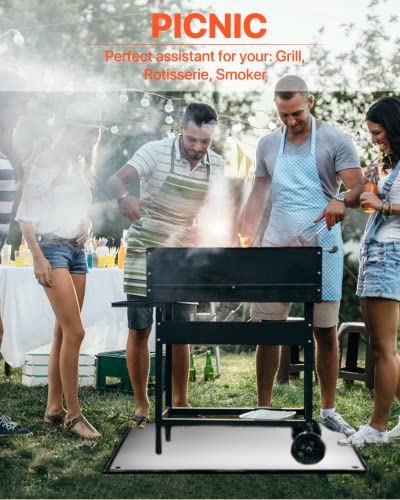 Elayce High-Temperature Resistant, Waterproof, and Portable BBQ Mat - 20"x25" with Adjustable Size and Four Corner Holes for Gas, Charcoal, and Electric Grills