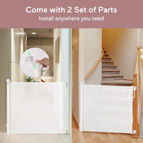 Retractable Baby Gate, Momcozy Mesh Baby Gate or Mesh Dog Gate, 33" Tall,Extends up to 55" Wide, Child Safety Gate for Doorways, Stairs, Hallways, Indoor/Outdoor