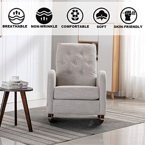 Rocking Chair Modern,Upholstered Glider Rocker Chair for Nursery,Comfy Armchair with Side Pocket for Living Room (Light Grey)