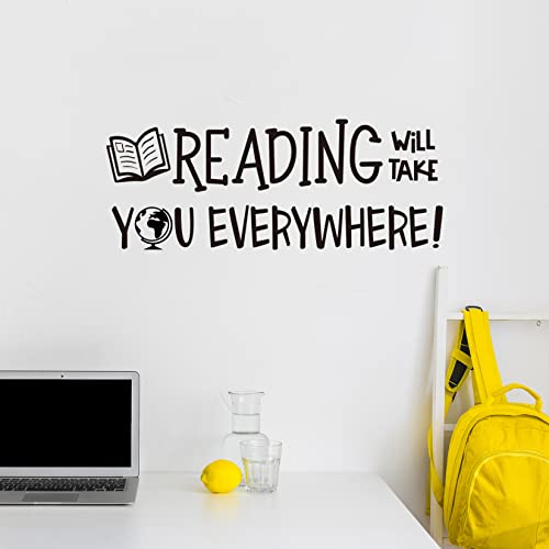 Reading Will Take You Everywhere Vinyl Wall Decal Inspirational Wall Sayings Positive Quotes Art Letters Kids Room Classroom Decor