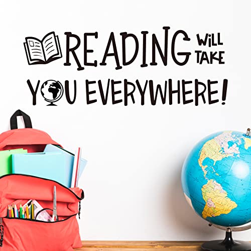 Reading Will Take You Everywhere Vinyl Wall Decal Inspirational Wall Sayings Positive Quotes Art Letters Kids Room Classroom Decor