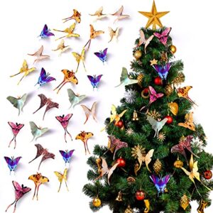 63 Pcs Butterfly Wall Decor Spring Summer Decor Removable Double Sided 3D Butterfly Moth Decal 6 Inch Party Decorations for DIY Kids Nursery, TV Wall, Bedroom Decor, Wedding, Birthday Supplies