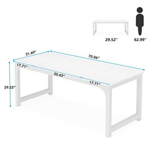 Tribesigns 70.8”Executive Desk, Large Office Computer Desk with Thicken Frame, Modern Simple Workstation Business Furniture for Home Office, White