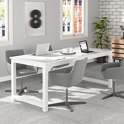 Tribesigns 70.8”Executive Desk, Large Office Computer Desk with Thicken Frame, Modern Simple Workstation Business Furniture for Home Office, White