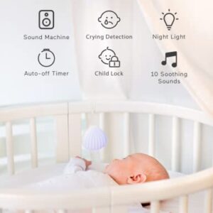 Momcozy Portable Sound Machine, Little Shell White Noise Machine with Crying Detection, 10 Soothing Sounds, Night Light, USB Rechargeable, for Travel On-The-Go Use, for Baby Kids Adults Sleeping