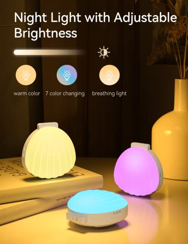 Momcozy Portable Sound Machine, Little Shell White Noise Machine with Crying Detection, 10 Soothing Sounds, Night Light, USB Rechargeable, for Travel On-The-Go Use, for Baby Kids Adults Sleeping