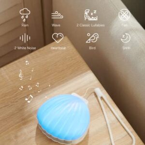 Momcozy Portable Sound Machine, Little Shell White Noise Machine with Crying Detection, 10 Soothing Sounds, Night Light, USB Rechargeable, for Travel On-The-Go Use, for Baby Kids Adults Sleeping