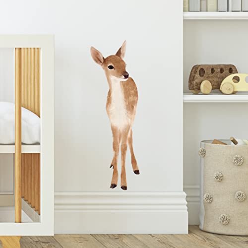 RoyoLam Cute Deer Wall Decal Nursery Animal Fawn Wall Sticker Removable Peel and Stick Waterproof Wall Art Decor Stickers for Kids Baby Classroom Living Room Playing Room Bedroom