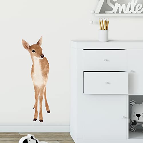 RoyoLam Cute Deer Wall Decal Nursery Animal Fawn Wall Sticker Removable Peel and Stick Waterproof Wall Art Decor Stickers for Kids Baby Classroom Living Room Playing Room Bedroom