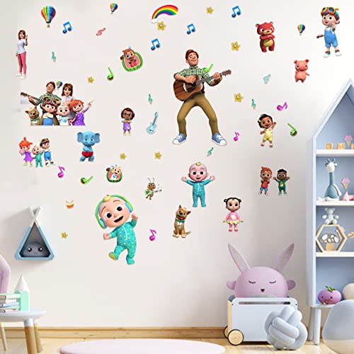 Cartoon Wall Decals Waterproof Peel and Stick Wall Decoration Stickers for Boys Girls Bedroom Bathroom Living Room Kitchen Nursery Playroom Decor