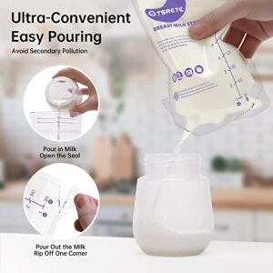 TSRETE Breastmilk Storage Bags Temperature Sensing Discoloration - 60 Count Leak Proof Double Zipper Seal Self Standing Breastmilk Bags for Breastfeeding, Space Saving for Refrigeration - 6 OZ/180ml