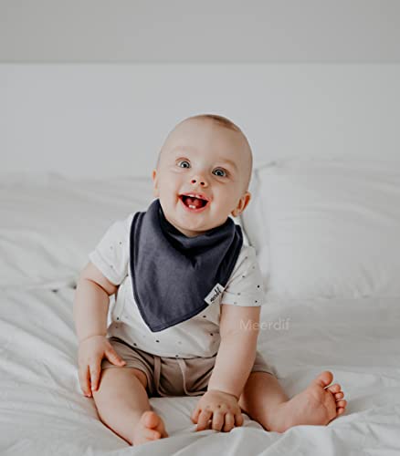 Meerdif 100% Organic Cotton Neutral Solid 10-Pack Baby Drool Bandana Bibs for Boys and Girls, Unisex Plain Colors for Teething and Drooling.