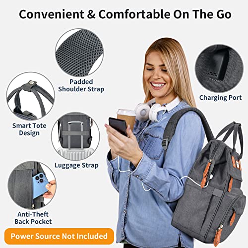 Omloon Diaper Bag Backpack, Large for Travel with USB Charging Port for Moms Dads,Waterproof for Unisex Baby (Dark Grey)