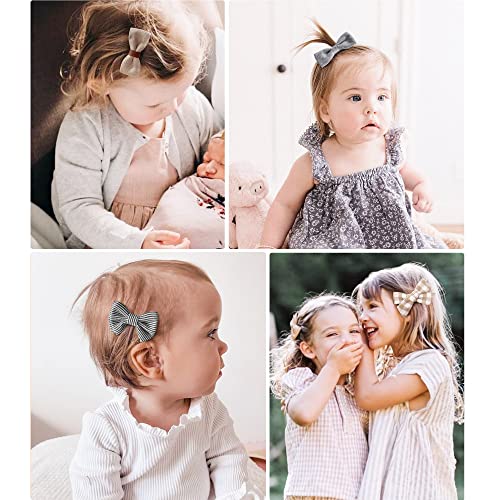 21 Pack Baby Girls Hair Clips Bows Fully Lined Non Slip Barrettes for Fine Handmade Hair Accessories for Newborn Infant Toddler Kids