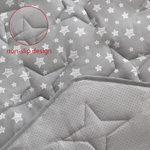 Hexagon Playpen Mat Compatible with POP 'N GO Baby Playpen, 59 Inch Hexagon Playpen Mattress Pad, Non Slip and Cushion Play Mat Grey with Star Print