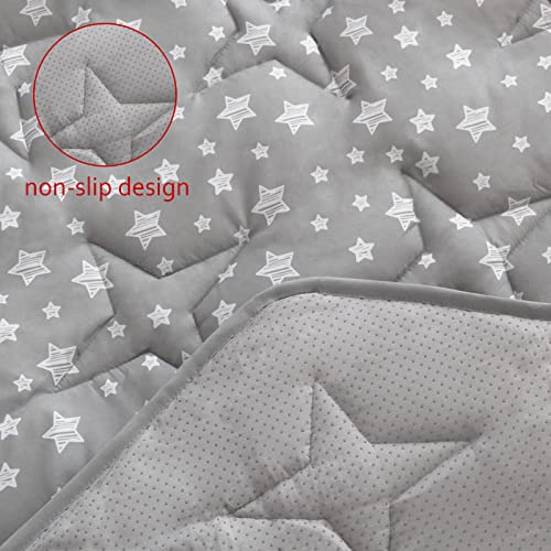 Hexagon Playpen Mat Compatible with POP 'N GO Baby Playpen, 59 Inch Hexagon Playpen Mattress Pad, Non Slip and Cushion Play Mat Grey with Star Print