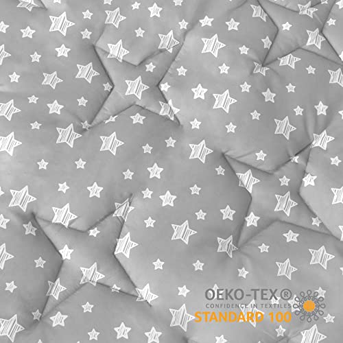 Hexagon Playpen Mat Compatible with POP 'N GO Baby Playpen, 59 Inch Hexagon Playpen Mattress Pad, Non Slip and Cushion Play Mat Grey with Star Print