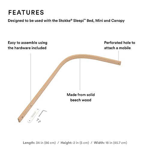 Stokke Sleepi Drape Rod, Natural - Made from Solid Beech Wood - Compatible with Stokke Sleepi Crib/Bed & Mini