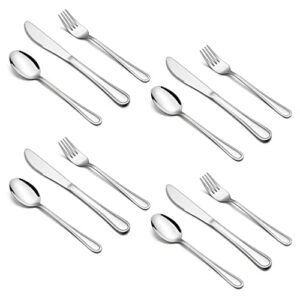 12-piece kids silverware, haware stainless steel toddler utensils flatware set, preschooler eating utensils includes 4 spoons 4 forks 4 knives, metal children cutlery for home school, mirror finished