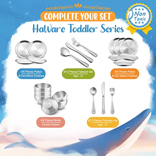 12-Piece Kids Silverware, HaWare Stainless Steel Toddler Utensils Flatware Set, Preschooler Eating Utensils Includes 4 Spoons 4 Forks 4 Knives, Metal Children Cutlery for Home School, Mirror Finished