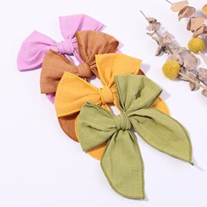 doboi 20PCS Fable Bows 4.5 Inch Hair Bows Clips Baby Girls Hair Clips Cotton Linen Bows for Girls Solid Color Hair Accessories for Baby Toddlers Kids