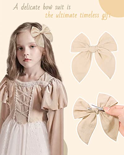 doboi 20PCS Fable Bows 4.5 Inch Hair Bows Clips Baby Girls Hair Clips Cotton Linen Bows for Girls Solid Color Hair Accessories for Baby Toddlers Kids