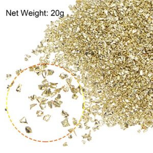 uxcell 20g Crushed Glass Chips, 1-3mm Irregular Metallic Glitter Glass for Craft DIY Jewelry Vase Filler Epoxy Resin Decoration Bright Golden