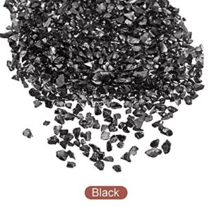 uxcell 20g Crushed Glass Chips, 2-4mm Irregular Metallic Chunky Glitter Glass for Craft DIY Jewelry Vase Filler Epoxy Resin Decoration Black