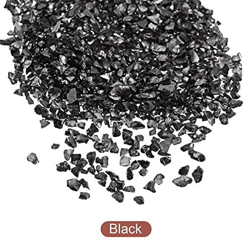 uxcell 20g Crushed Glass Chips, 2-4mm Irregular Metallic Chunky Glitter Glass for Craft DIY Jewelry Vase Filler Epoxy Resin Decoration Black