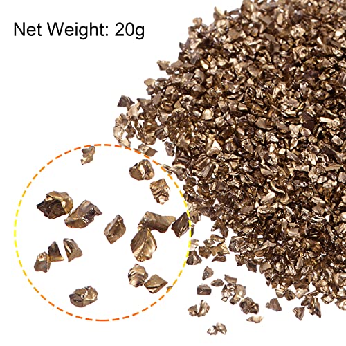 uxcell 20g Crushed Glass Chips, 1-3mm Irregular Metallic Glitter Glass for Craft DIY Jewelry Vase Filler Epoxy Resin Decoration Dark Brown