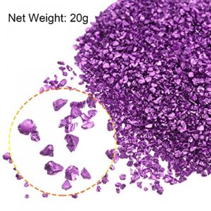 uxcell 20g Crushed Glass Chips, 1-3mm Irregular Metallic Glitter Glass for Craft DIY Jewelry Vase Filler Epoxy Resin Decoration Purple