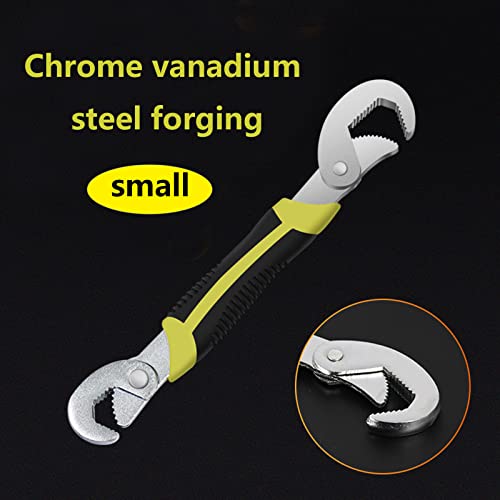 Maizoon Wrench Set 2 Pieces Universal Yellow Non-Slip Handle 3 Sided Precision Tooth Forging Stronger Bite CR-V Steel Swivel Opening Car Plumbing Home Repair Tools