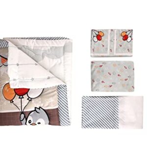 Geapul 4 Piece Boho Breathable Soft Crib Bedding Set for Boys,Jungle Animals Nursery Bedding Set,Crib Quilt,Pillowcase,Crib Skirt,Crib Sheet (Party Time,4-Pcs)