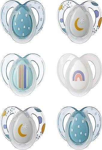 Tommee Tippee Night Time Glow in The Dark Pacifiers, Symmetrical Design, BPA-Free Silicone, 6-18m, 6 Count