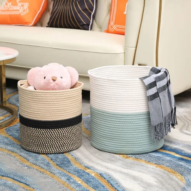 Acdler with Handle Cotton Rope Laundry Basket Woven Storage Basket Nursery Decor Laundry Hamper Toy Storage Organiser Large Blanket Basket for Diaper Blanket Toy Towel Laundry Basket Home Decor