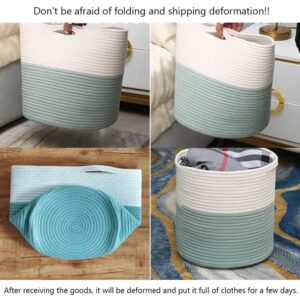 Acdler with Handle Cotton Rope Laundry Basket Woven Storage Basket Nursery Decor Laundry Hamper Toy Storage Organiser Large Blanket Basket for Diaper Blanket Toy Towel Laundry Basket Home Decor