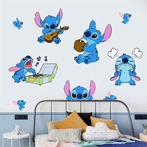 aoligl lilo and stitch wall stickers disney cartoon wall decals diy peel and stick vinyl wall decor for kid girls boys bedroom living room house fun (size: 17.8×23.7 inch)