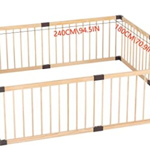 Conabay Large Baby Playpen Play Pen Fence Gate,Baby Safety Wooden Guard Fence Play Area with Door,Baby Kids Barrier Fencing,Baby Birthday Gift (180x240CM)