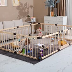 Conabay Large Baby Playpen Play Pen Fence Gate,Baby Safety Wooden Guard Fence Play Area with Door,Baby Kids Barrier Fencing,Baby Birthday Gift (180x240CM)