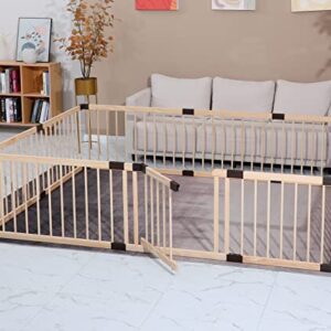 Conabay Large Baby Playpen Play Pen Fence Gate,Baby Safety Wooden Guard Fence Play Area with Door,Baby Kids Barrier Fencing,Baby Birthday Gift (180x240CM)