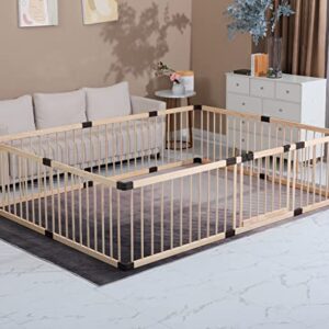 Conabay Large Baby Playpen Play Pen Fence Gate,Baby Safety Wooden Guard Fence Play Area with Door,Baby Kids Barrier Fencing,Baby Birthday Gift (180x240CM)