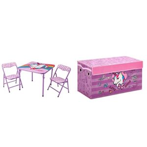 idea nuova jojo nickelodeon siwa 3piece table & chair set with 2 folding chairs & 1 table, ages 3+ & jojo siwa collapsible children’s toy storage trunk, durable with lid, pink