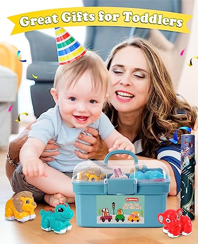 Kiddiworld Animal Car Toys for 1 Year Old Boy Gifts, Infant Baby Toys 12-18 Months, Pull Back Cars Truck Toys for 1-3 Year Old Girl Gifts, One First Christmas Birthday Gifts for Toddler Toys Age 1-2