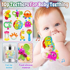 Baby Rattles 0-6 Months - 14 Pcs Baby Rattle Toys Set Infant Toys for 0-3 Months Baby Toys 3-6 Months Newborn Toys with Teething and Wrist Socks Rattle for 0 1 2 3 4 5 6 7 10 12 Month Babies Boy Girl