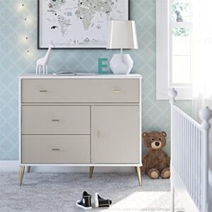 little seeds valentina asymmetrical convertible dresser, white/taupe