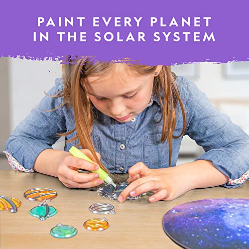 NATIONAL GEOGRAPHIC Kids Window Art Kit - Stained Glass Solar System Arts & Crafts Kit with Glow in The Dark Planets, Use as Window Suncatchers, Hanging Decor from Ceiling, Mobile, Space Room Décor