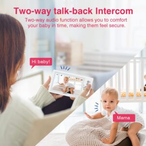 JouSecu Baby Monitor with 2 Cameras, Video Baby Monitor with Camera and Audio No WiFi, 5 inch Split Screen with 20Hour Long Battery Life 1000ft Range, Night Vision, 2-Way Talk