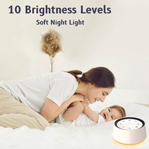 BrownNoise Sound Machine with 30 Soothing Sounds 12 Colors Night Light White Noise Machine for Adults Baby Kids Sleep Machines Memory Function 36 Volume Levels 5 Timers for Home Office Travel (White)