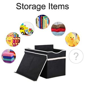 VICTOR'S Large Toy Box Chest with Lid, Collapsible Sturdy Toy Storage Organizer Boxes Bins Baskets for Kids, Boys, Girls, Nursery, Playroom, 26.8"x13.8" x16" (Black)